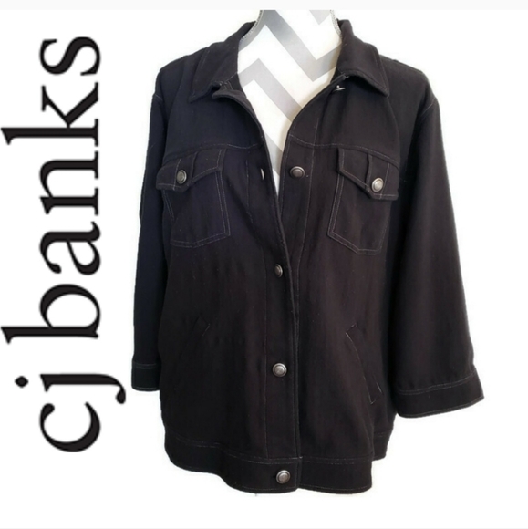 CJ Banks | Jackets & Coats | Cj Banks Size X Black Casual Button Up ...